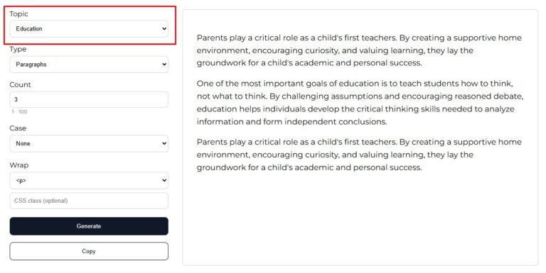 Free Dummy Text Generator with Custom Topics